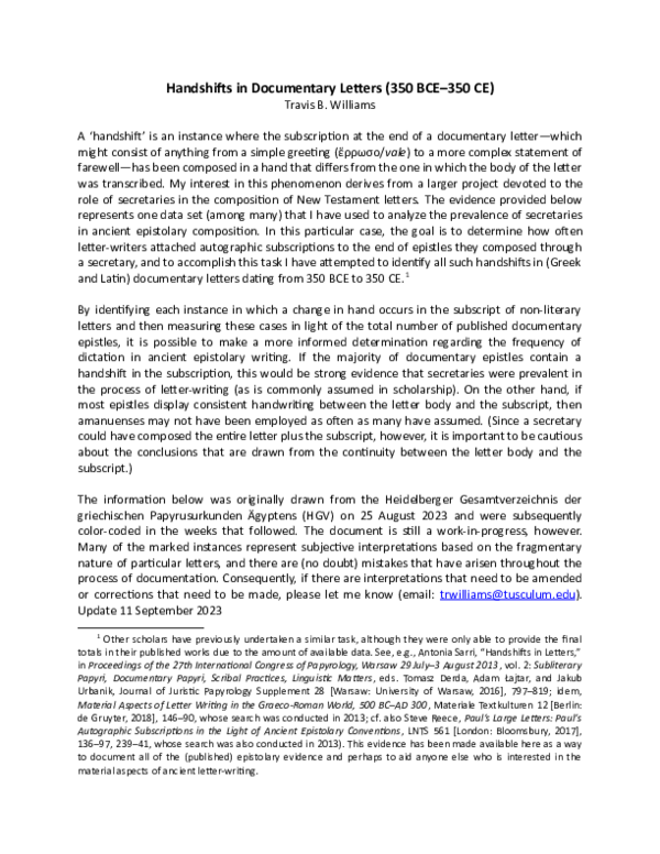 (DOC) Handshifts in Documentary Letters (350 BCE-350 CE)