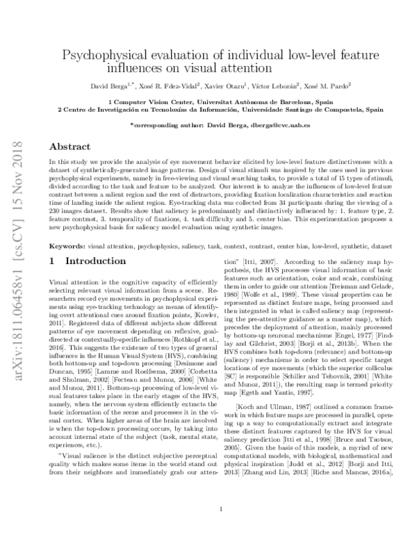 (PDF) Psychophysical evaluation of individual low-level feature ... (PDF) Psychophysical evaluation of individual low-level feature ...