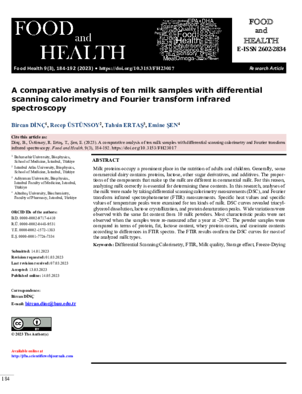 (PDF) A comparative analysis of ten milk samples with differential ...