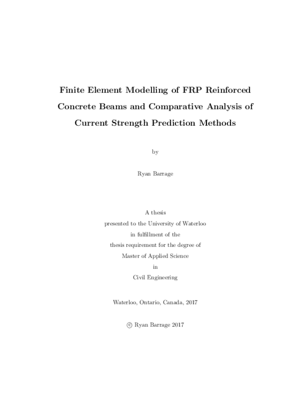 Pdf Finite Element Modelling Of Frp Reinforced Concrete Beams And Comparative Analysis Of