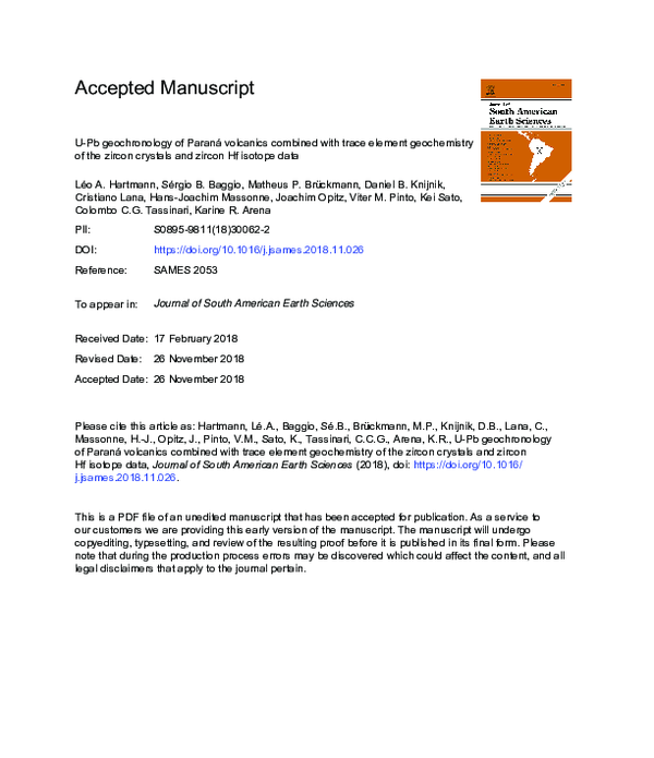 (PDF) U-Pb geochronology of Paraná volcanics combined with trace ...