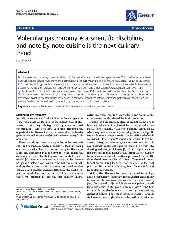 (PDF) Molecular gastronomy is a scientific discipline, and note by note ...