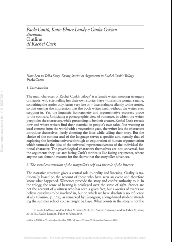 (PDF) Outline by Rachel Cusk: A Discussion