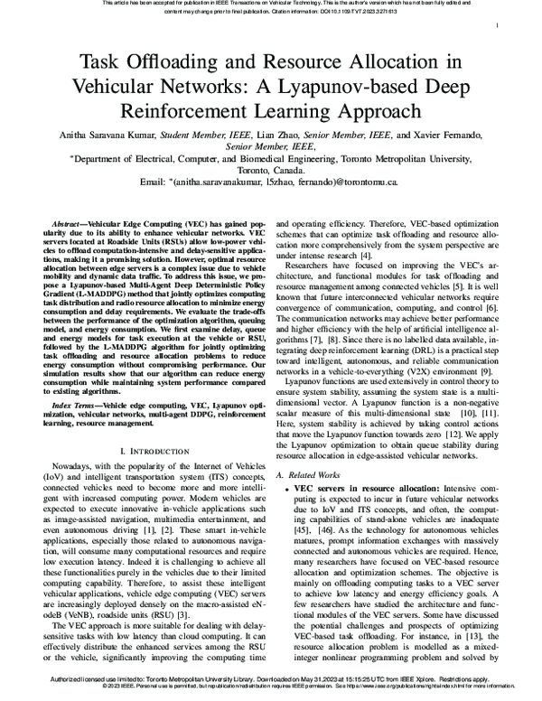 Pdf Lyapunov Based Resource Allocation In Vec 