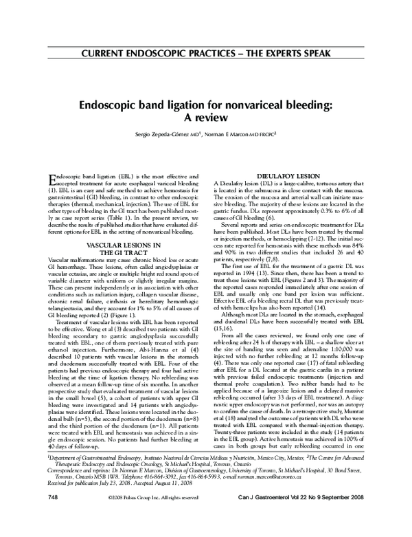 (PDF) Endoscopic Band Ligation for Nonvariceal Bleeding: A Review