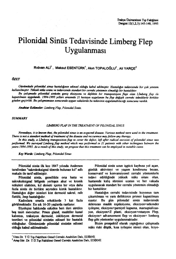 (PDF) Pilonidal Sinüs Tedavisinde Limberg Flep Uygulanması