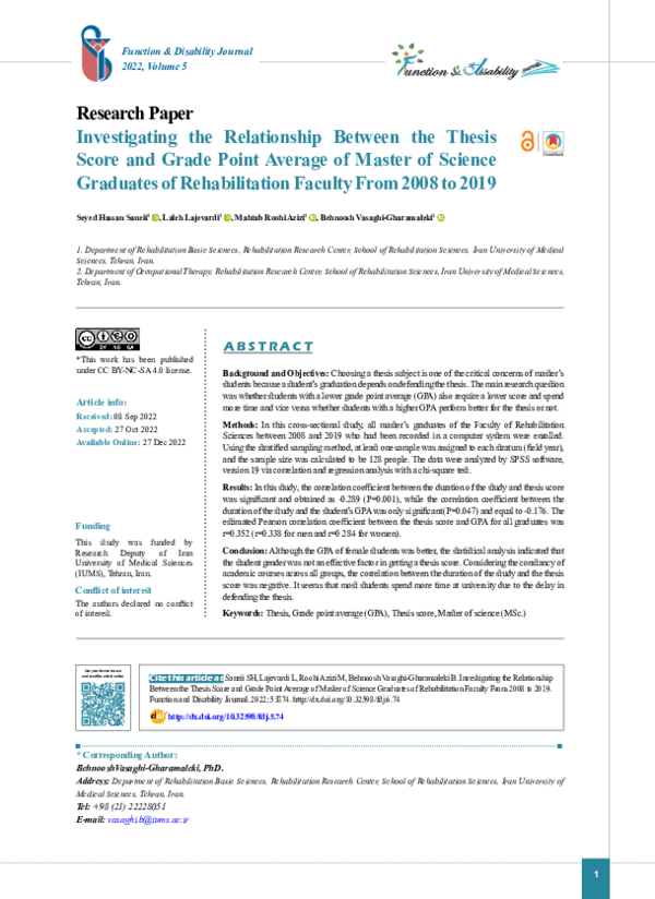 (PDF) Investigating the Relationship Between the Thesis Score and Grade ...