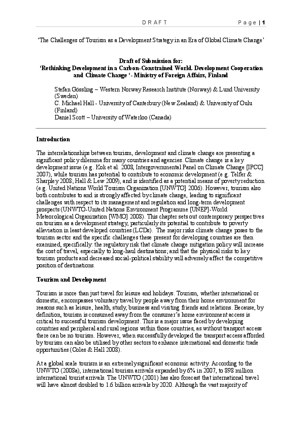 (PDF) The Challenges of Tourism as a Development Strategy in an Era of ...