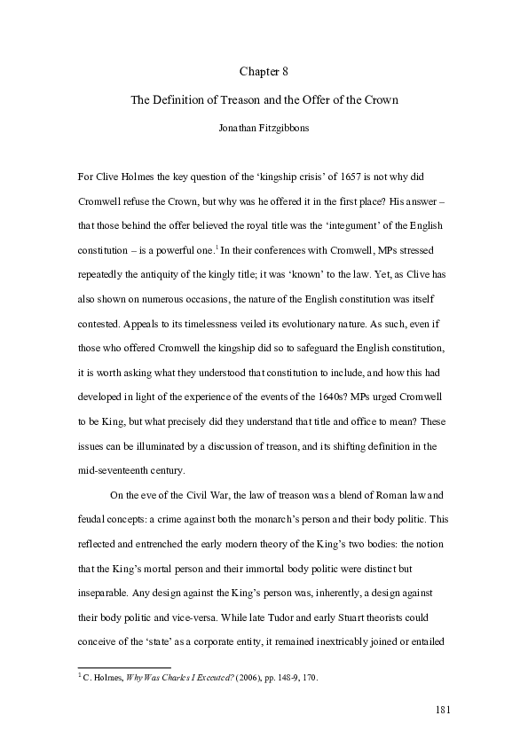 (DOC) The definition of treason and the offer of the crown