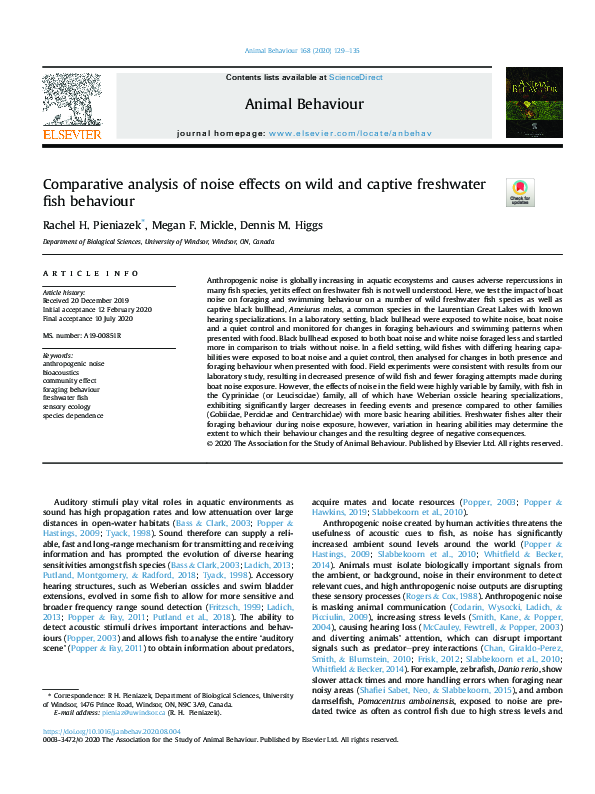 (PDF) Comparative analysis of noise effects on wild and captive ...