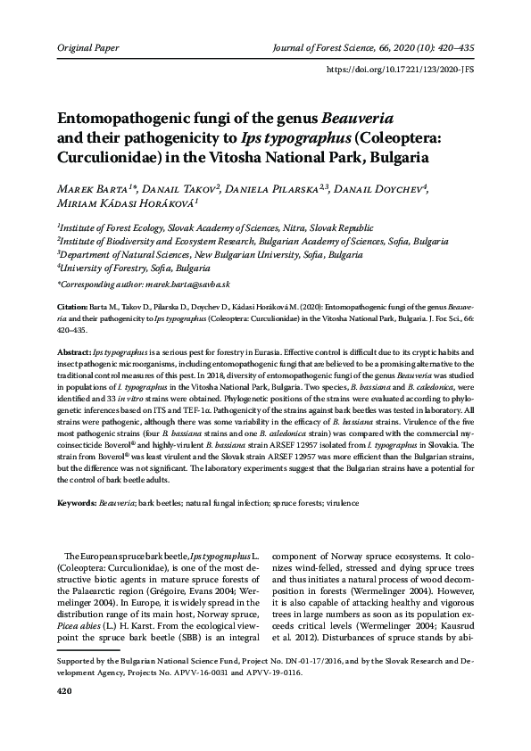 (PDF) Entomopathogenic fungi of the genus Beauveria and their ...
