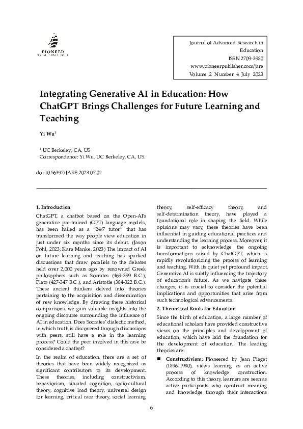 (PDF) Integrating Generative AI in Education: How ChatGPT Brings ...