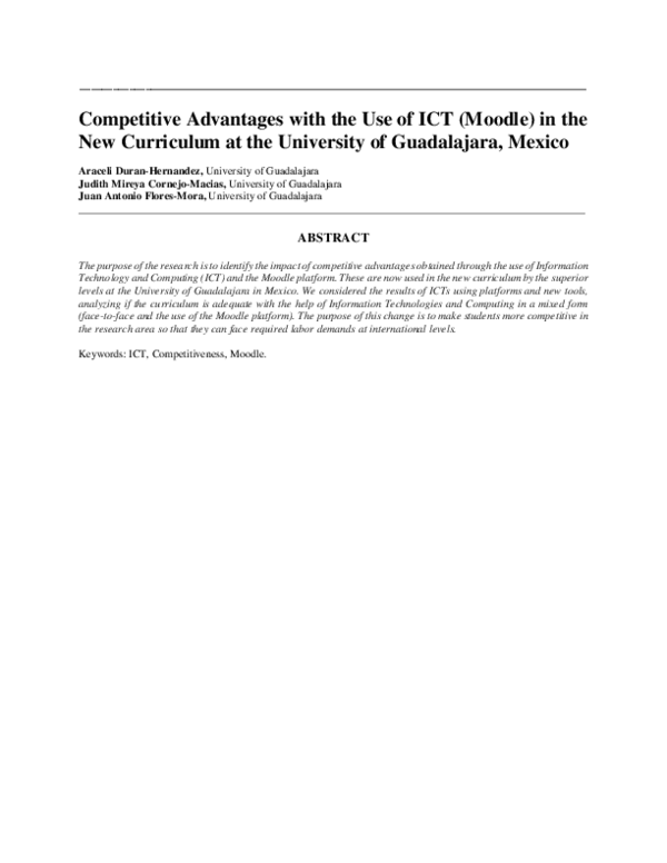 (PDF) Competitive Advantages with the Use of ICT (Moodle) in the New ...