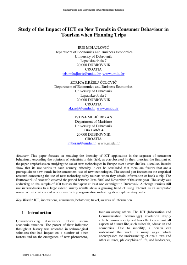 (PDF) Study of the Impact of ICT on New Trends in Consumer Behaviour in ...