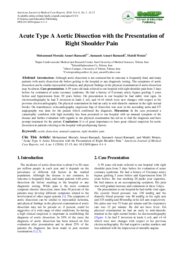 (PDF) An uncommon presentation of acute type A aortic dissection
