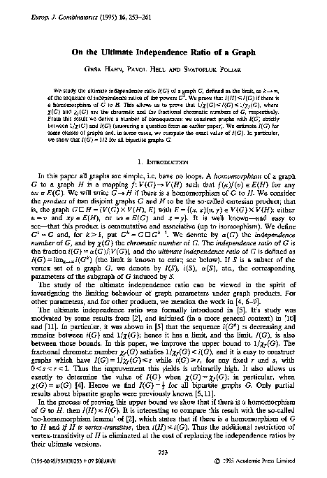(PDF) On the ultimate independence ratio of a graph