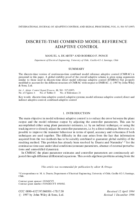 (PDF) Discrete-time combined model reference adaptive control