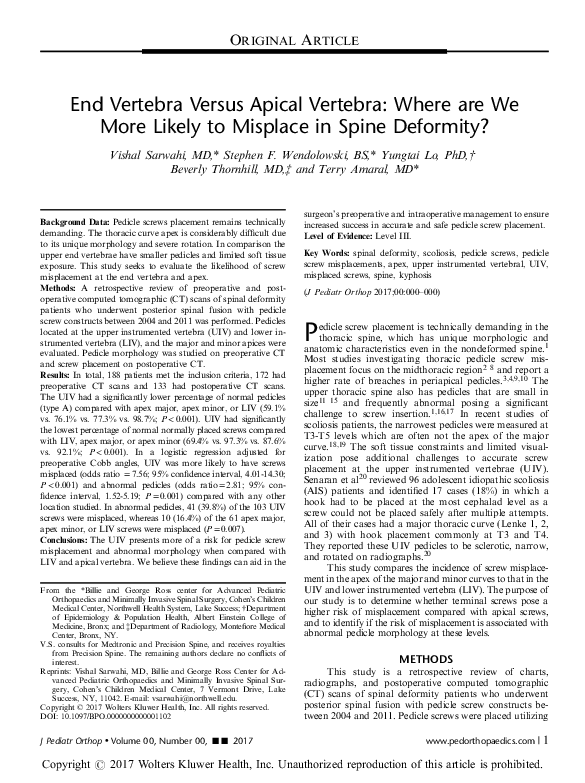 (PDF) End Vertebra Versus Apical Vertebra: Where Are We More Likely to ...