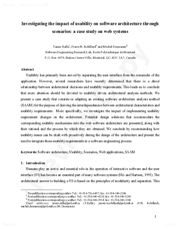 (PDF) Investigating the impact of usability on software architecture through scenarios: A case ...