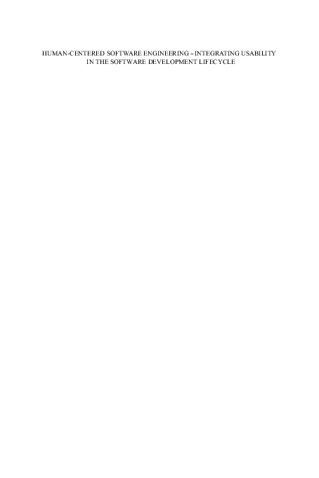 Pdf Human Centered Software Engineering — Integrating Usability In The Software Development