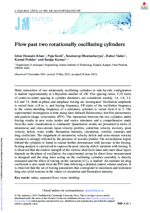 (PDF) Flow past two rotationally oscillating cylinders