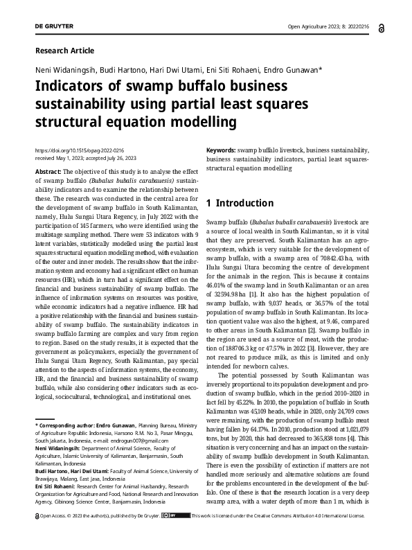 (PDF) Indicators of swamp buffalo business sustainability using partial ...