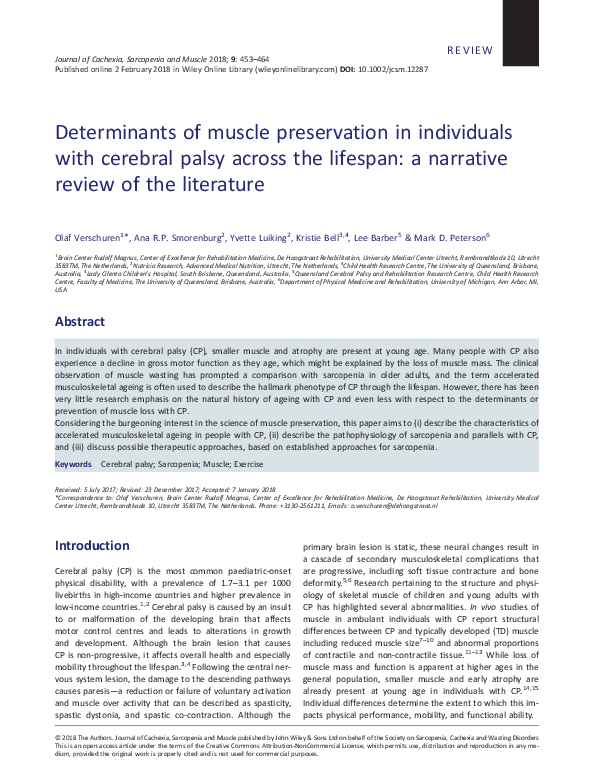 (PDF) Determinants of muscle preservation in individuals with cerebral ...