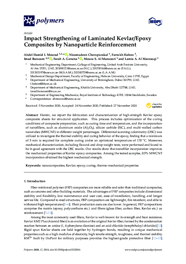 (PDF) Impact Strengthening of Laminated Kevlar/Epoxy Composites by ...