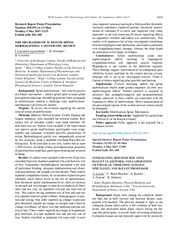 (PDF) Integrating rotator disc into ballet classwork: collaboration of physical therapist ...