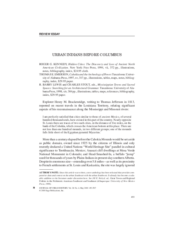 (PDF) Urban Indians Before Columbus