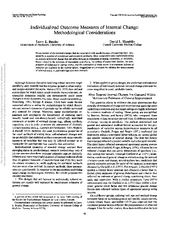 (PDF) Individualized outcome measures of internal change ...