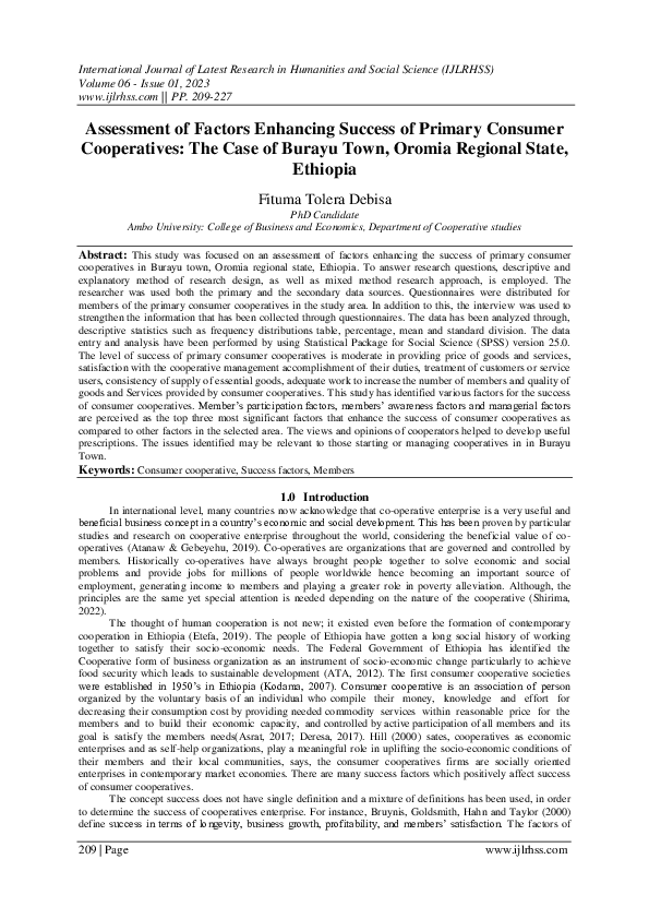 (PDF) Assessment of Factors Enhancing Success of Primary Consumer ...