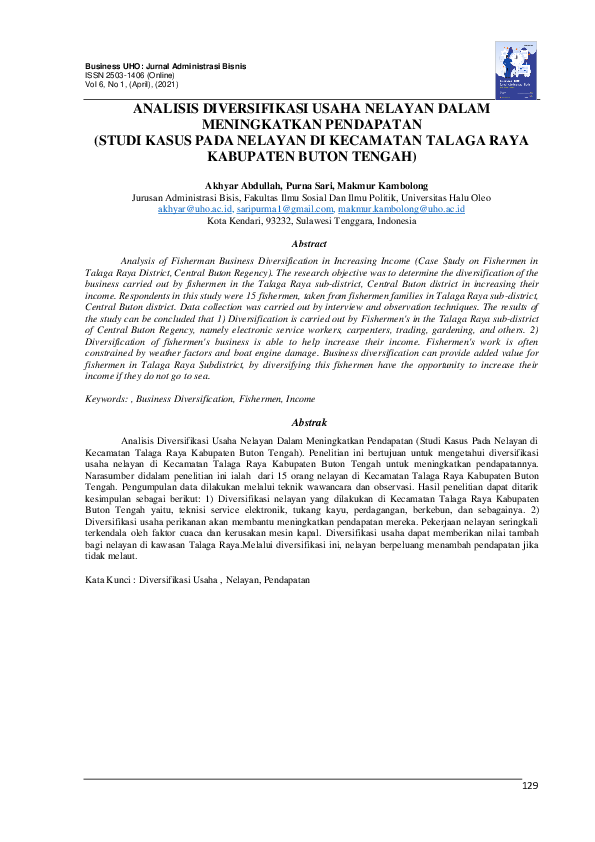 (PDF) Analisis Diversifikasi Usaha Nelayan Dalam Meningkatkan ...