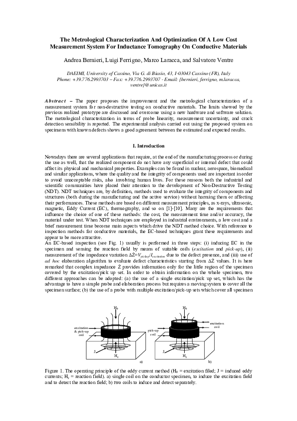 Pdf The Metrological Characterization And Optimization Of A Low Cost Measurement System For