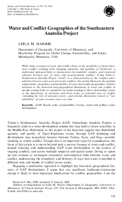 (PDF) Water and Conflict Geographies of the Southeastern Anatolia Project