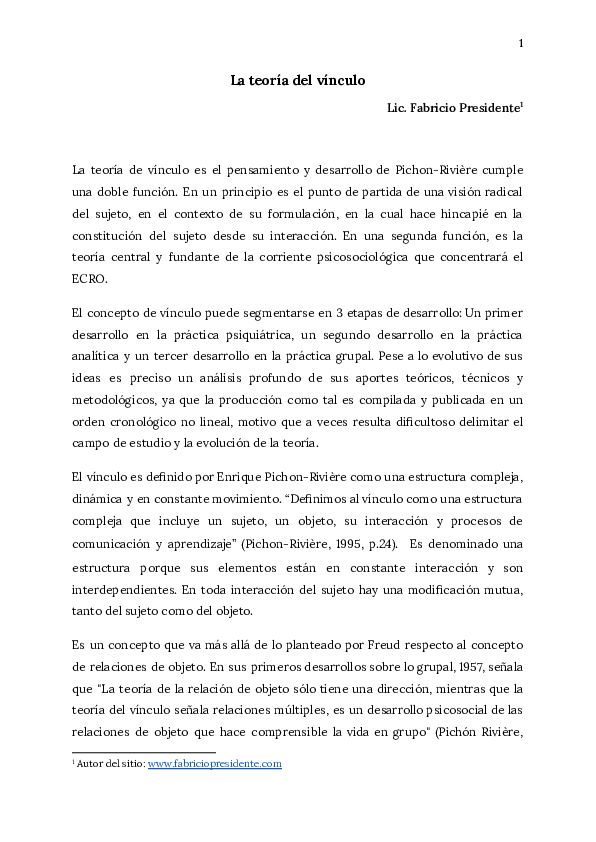 (PDF) La teoría del vínculo
