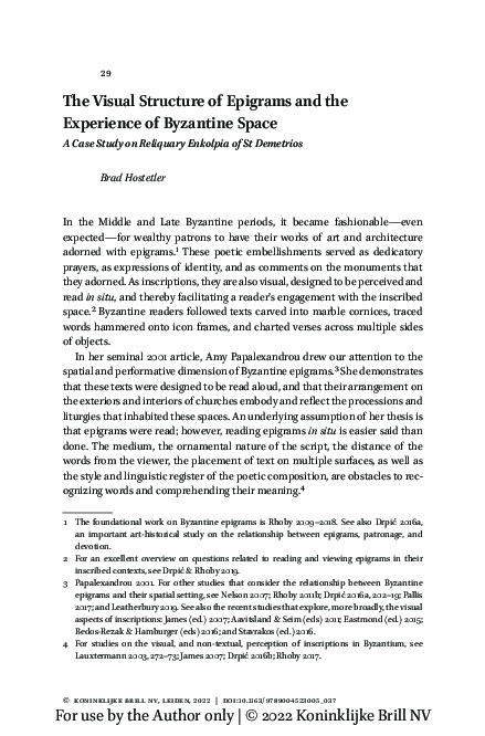 (PDF) The Visual Structure of Epigrams and the Experience of Byzantine ...