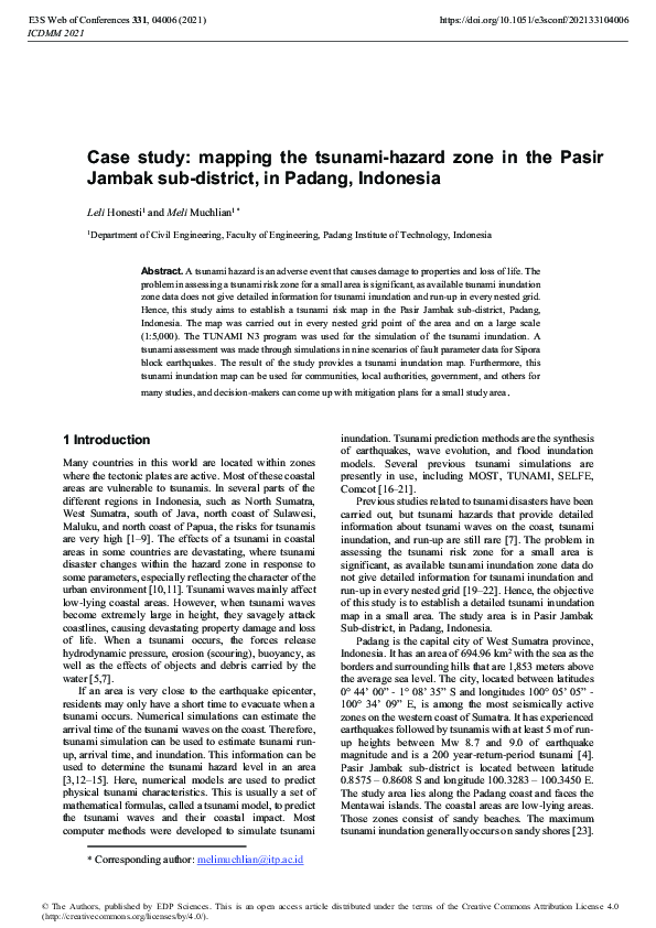 (PDF) Case study: mapping the tsunami-hazard zone in the Pasir Jambak ...