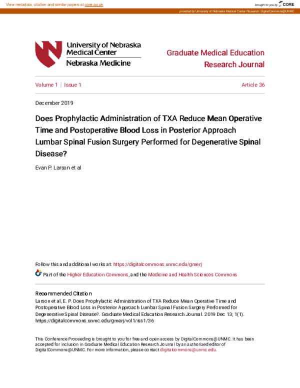 (PDF) Does Prophylactic Administration of TXA Reduce Mean Operative ...