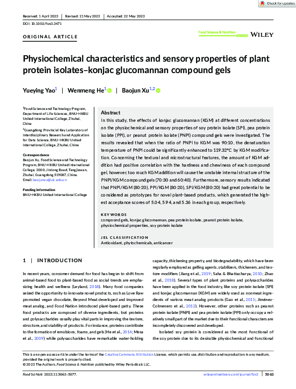 (PDF) Physiochemical characteristics and sensory properties of plant ...