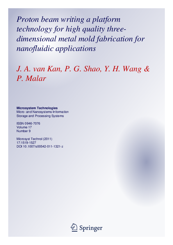 (PDF) Proton beam writing a platform technology for high quality three ...