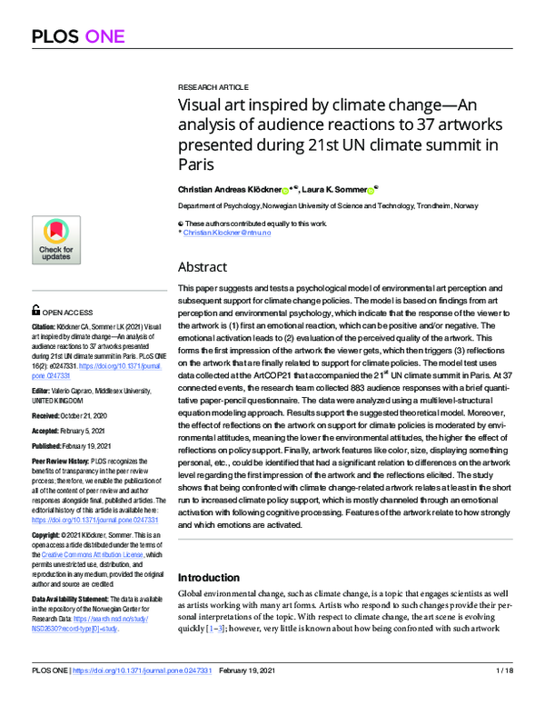 (PDF) Visual art inspired by climate change—An analysis of audience ...