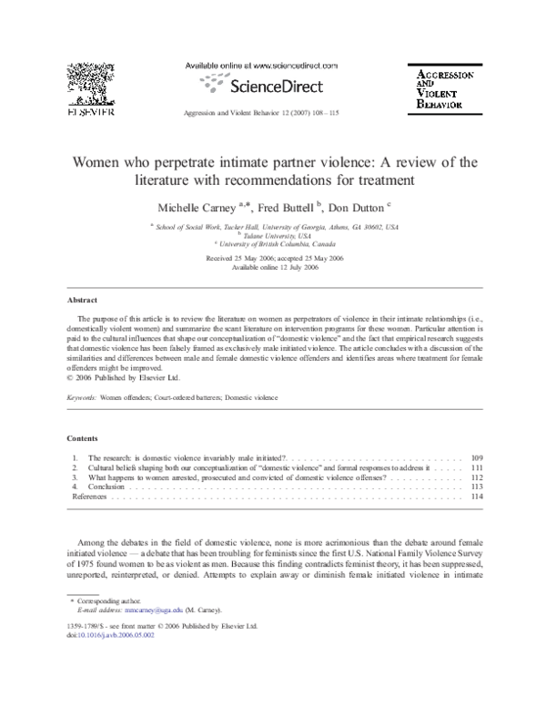 (PDF) Women who perpetrate intimate partner violence: A review of the ...