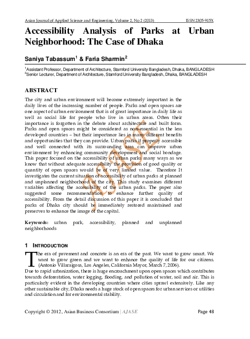 (PDF) Accessibility Analysis of Parks at Urban Neighborhood: The Case ...