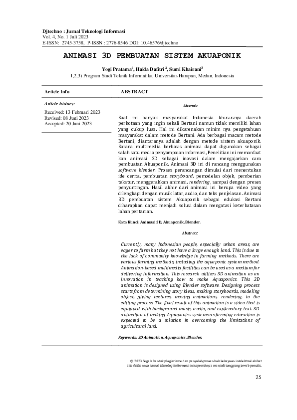 (PDF) Animasi 3D Pembuatan Sistem Akuaponik