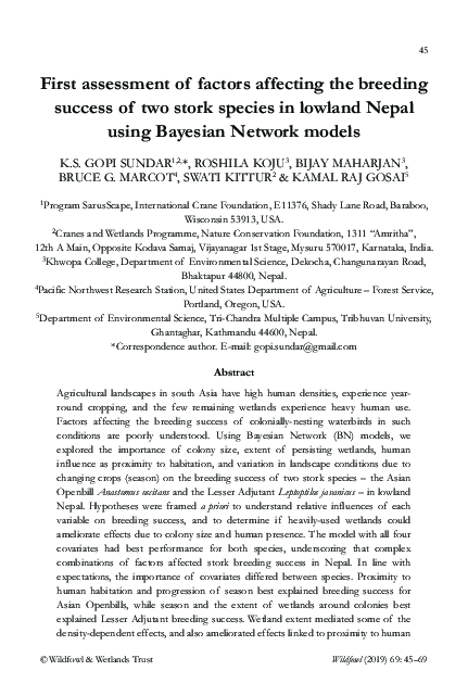 (PDF) First assessment of factors affecting breeding success of storks in lowland Nepal using ...