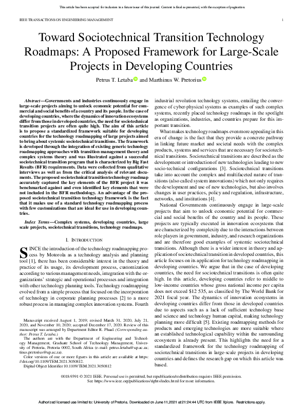 (PDF) Toward Sociotechnical Transition Technology Roadmaps: A Proposed ...