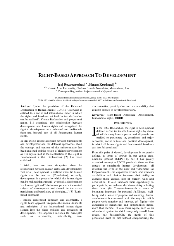 (PDF) Right-Based Approach to Development