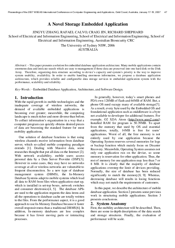 (PDF) A novel storage embedded application