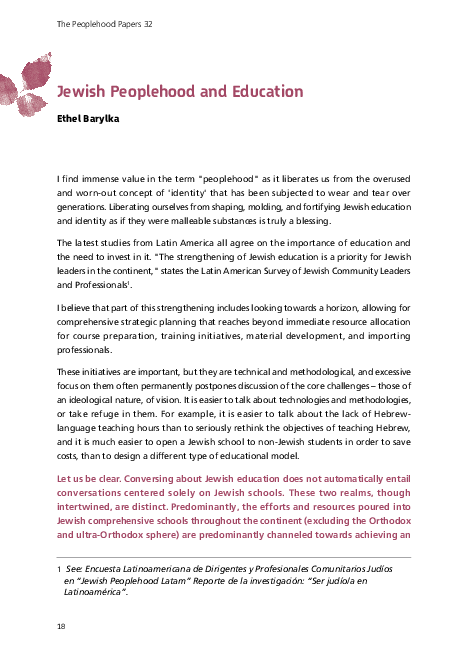 (PDF) Jewish Peoplehood and Education